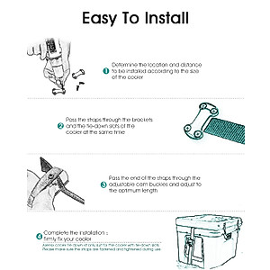 ALIENSX Cooler Tie Down Kit, Tie Down Straps for RTIC YETI Coolers, Cam Buckle Lashing Straps, Secure to Boats, Trailers, Trucks, ATVs and More, Prevent from Slipping (Blue)