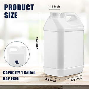 8 Pack 1 Gallon Plastic Jug with Child Resistant Lid Jugs with Ergonomic Handle Reusable BPA Free Storage Containers, HDPE Construction for Residential or Commercial Use