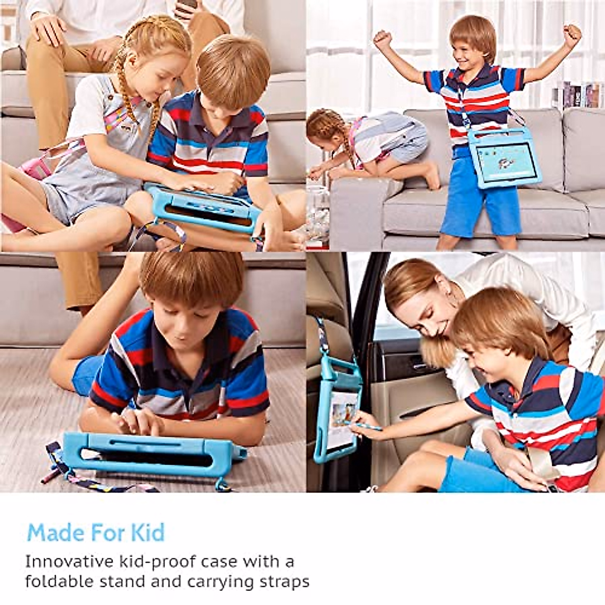 Dragon Touch KidzPad Y88X 10 Kids Tablets, 32GB, 10 inch Android Tablet, Tablet for Children, Parent Control, Preinstalled Kidoz with Shockproof Case, Straps and Stylus, 5G WiFi