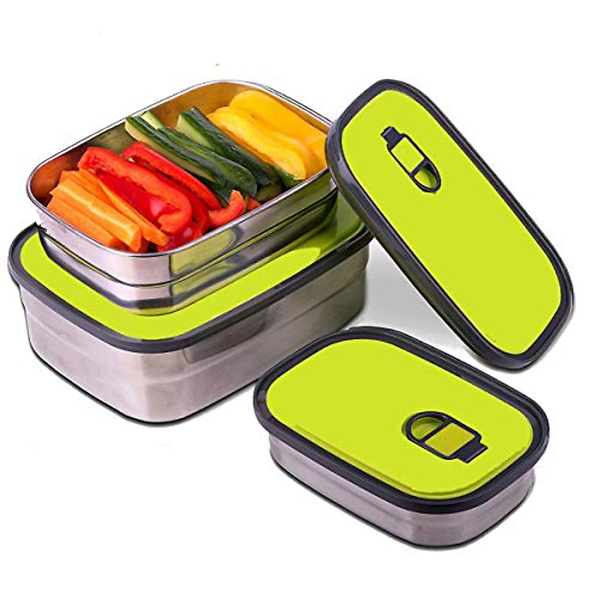 Bento Lunch Box for Kids Adults, Stainless Steel Leakproof Lunch Containers Boxs for Kids Storage, Vacuum Fresh-Keeping for School Work Picnic, Food-grade Silicone