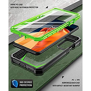 Poetic Guardian Series Case Designed for Oneplus 9 5G, Full-Body Hybrid Shockproof Bumper Cover with Built-in-Screen Protector, Green/Clear