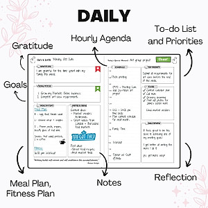 Life & Apples Growth Planner - Daily Planner for Productivity, Time Management and Goals - Undated 13 Weeks Goal Planner with Gratitude, Goal Focus and Hourly Agenda (Black)