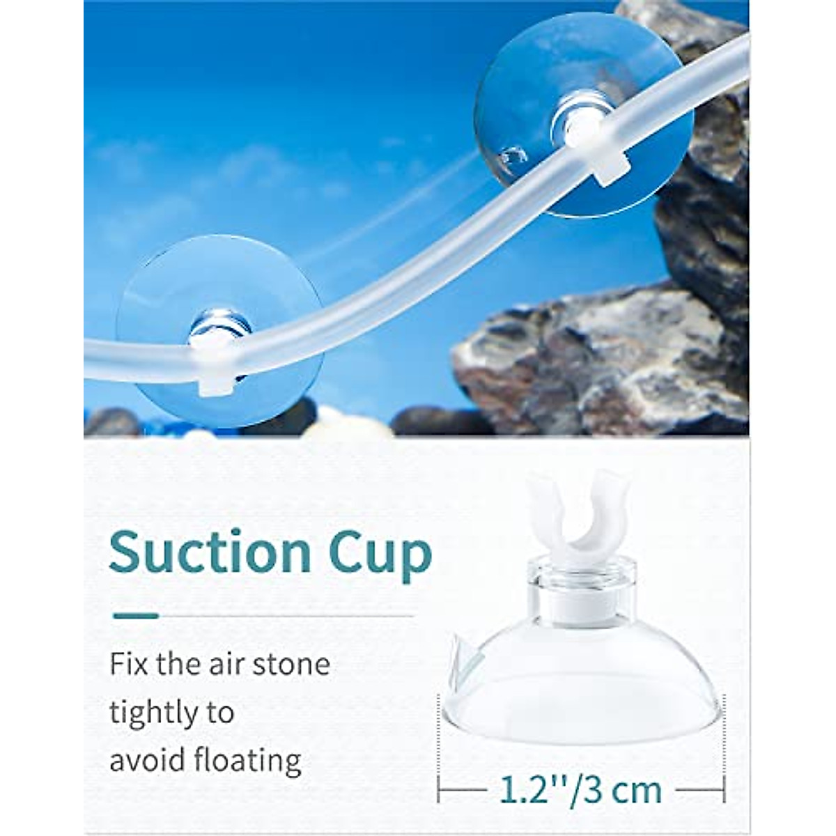 Pawfly Aquarium 12 Inch Air Stone Bar Bubble Diffuser Release Tool with Suction Cup Clip Accessory for Air Pumps DWC Systems Fish Tanks and Small Garden Ponds