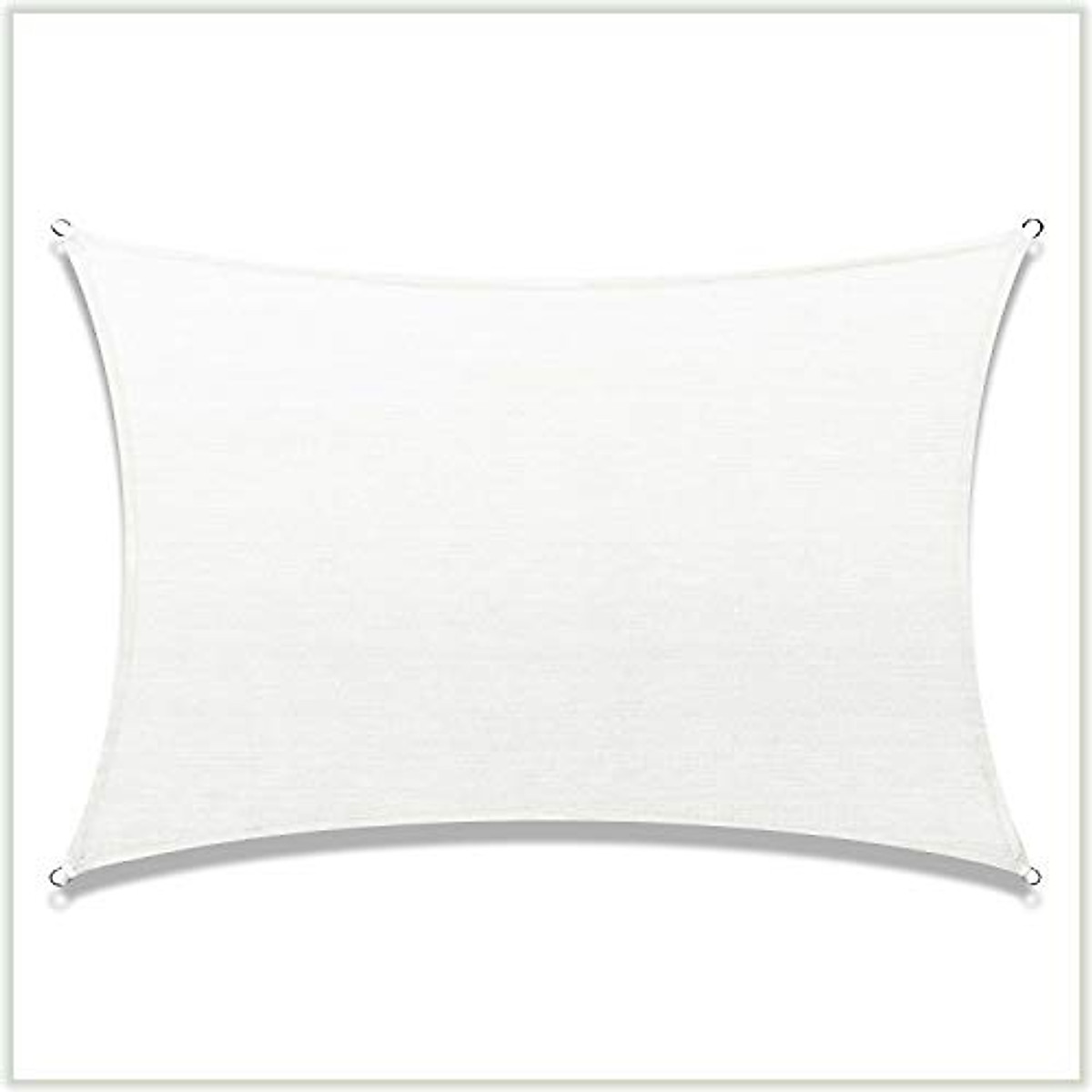 ColourTree 12' x 20' White Rectangle Sun Shade Sail Canopy Awning Fabric Cloth Screen - UV Block UV Resistant Heavy Duty Commercial Grade - Outdoor Patio Carport - (We Make Custom Size)