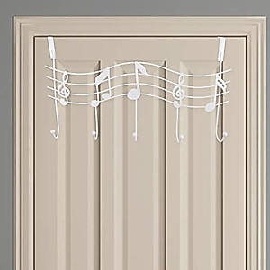Key Hooks Towel Hooks Key Hook Over Door Towel Rack Over The Door Hooks Music Note Metal Hook Coat Hat Bag Wall Hook Hanger Organizer Holder White Over Door Towel Rack Towel Hook