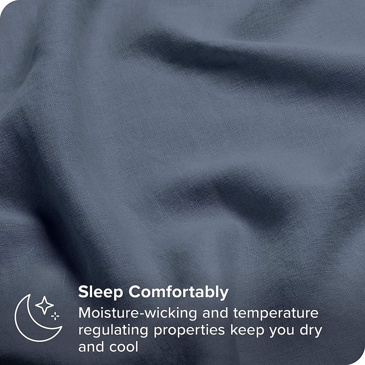 Bare Home Queen Sheet Set - Luxury 100% Linen Bed Sheets - Deep Pockets - Easy Fit - 4 Piece Set - Bedding Sheets & Pillowcases (Queen, Indigo)