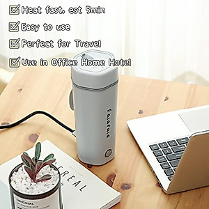 Falafale Compact Travel Electric Kettle, Portable Water Boiler, Heat Water Fast, Small Kettle for Tea Coffee Instant Ramen Automatic Shut off,11.8oz/350ml (Light Grey)