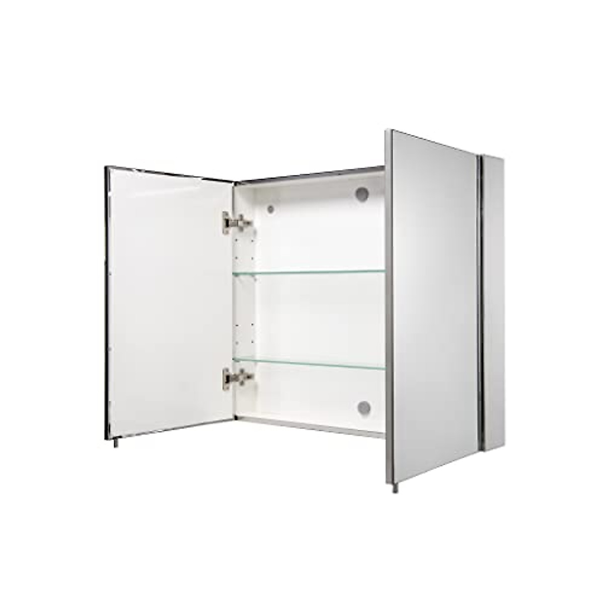 Croydex Finchley Double Door, Surface Mount Flexi-Fix Easy Installation System Medicine Cabinet, 31.5 in (W) x 26 in (H) Stainless Steel