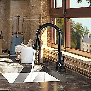 AguaStella AS94ORB Oil Rubbed Bronze Kitchen Sink Faucet with Pull Down Sprayer Single Handle High Arc