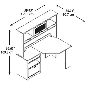 Bush Furniture Cabot Corner Desk with Hutch, Heather Gray