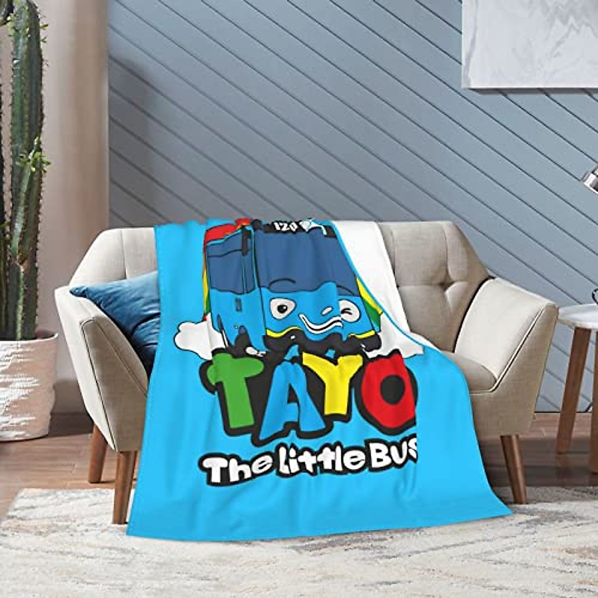 Tayo The Little Bus Blanket, Bed Throws Soft Plush Warm Sofa Bed Blanket All Season, Comfortable Lightweight Super Soft Luxury Flannel Blankets 50"X40"