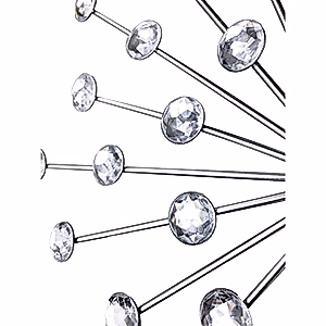 ZEXUIRU 3 Set Silver Metal Jeweled Wall Art Bling Crystal Home Décor Starburst Rhinestone Wall Hanging Diamond Accents