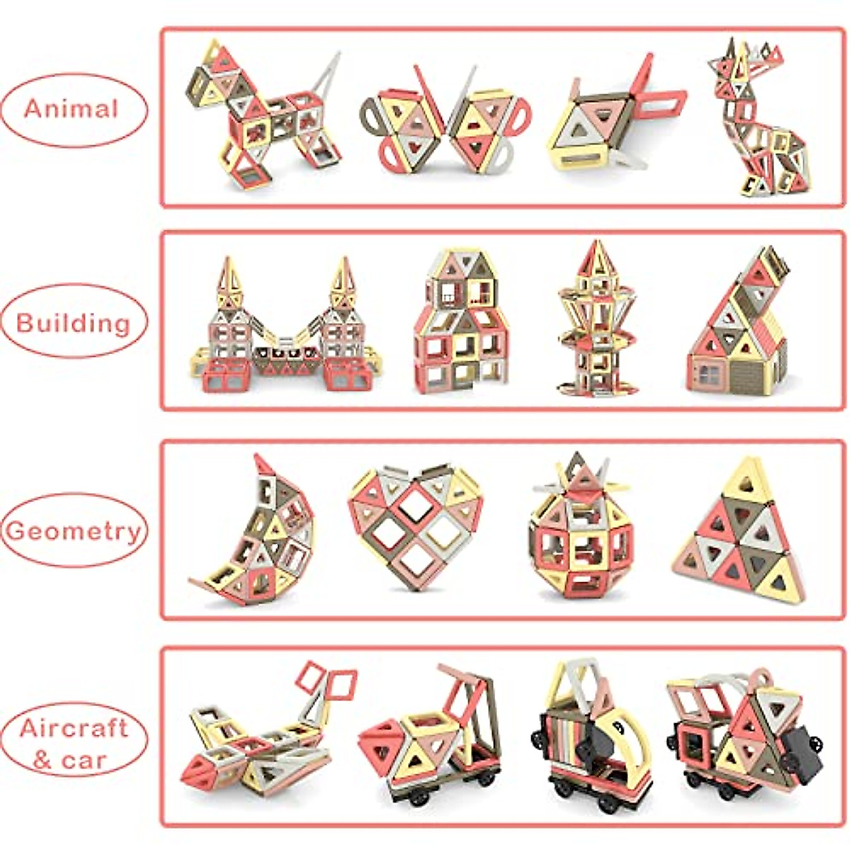 AOMIKS 151 PCS Set Magnetic Building Blocks Tiles for Kids Learning & Educational STEM Mini Building Toys for Girls and Boys Ages 3 4 5 6 7 8 Years Old 3D Magnetic Tiles