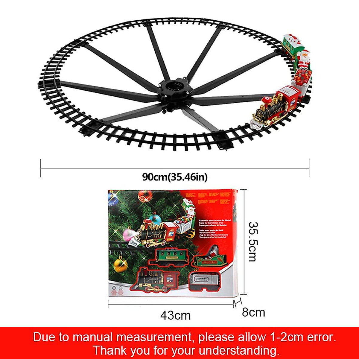 WESTN Rail Toys Electric Train, Xmas Tree Decoration, Holiday Train Electric Toy, 35.64 Inch Diameter, Electric Train Set with Sound and Light, Hanging Tree, Xmas Decoration Gift