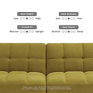 mopio Aaron Futon Convertible Sofa Sleeper Futon Twin Size with Arms Split Back Design 77.5" (Velvet, Antique Gold)