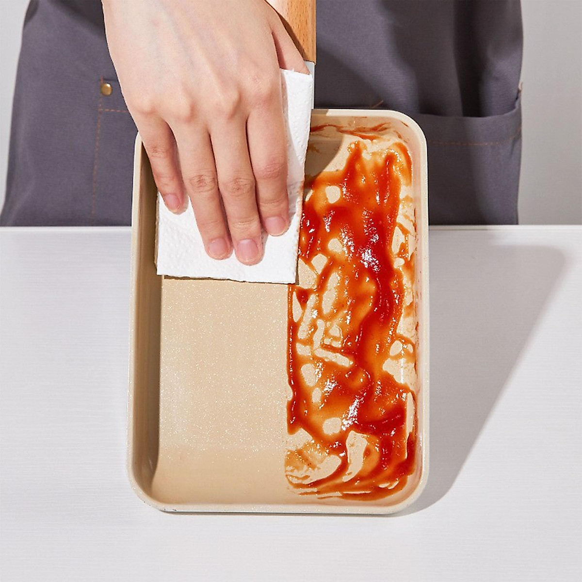 BEIJIALY Japanese Omelette Pan, Japanese Breakfast Pan, Rectangular Shaped Ceramic Coating Non Stick Pancake Egg Roll Frying Pan with Wood Handle