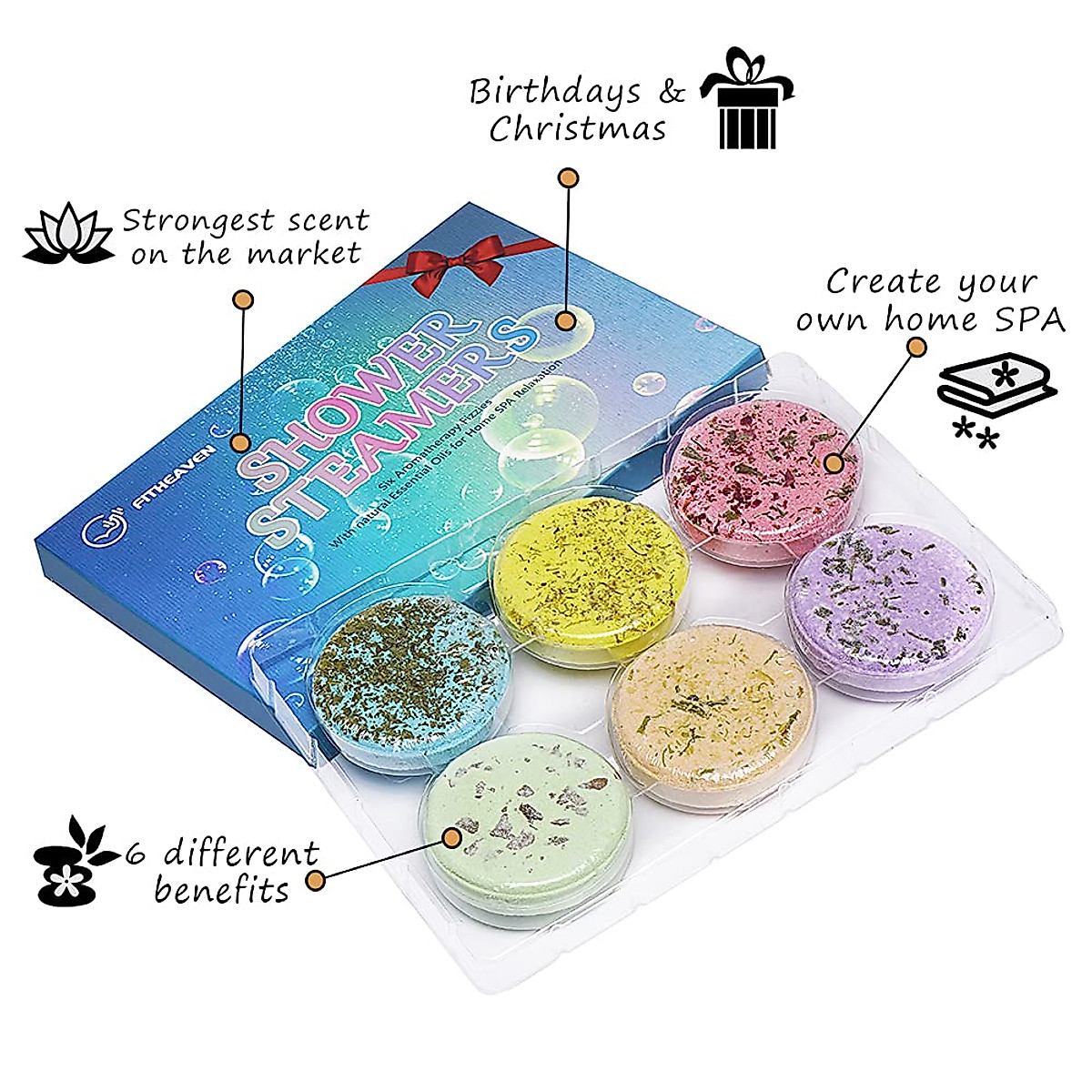 Shower Steamers Gift Set of 6 for Women Men