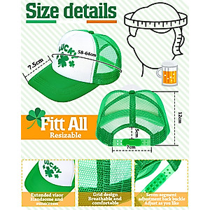 St. Patrick's Day Trucker Hat 2 Pieces Irish Green Mesh Cap Shamrock Hat Saint Patrick's Day Accessories Four-Leaf Clover Baseball Cap