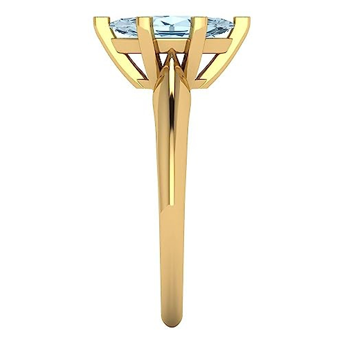 Clara Pucci 1.0 ct Marquise Cut Solitaire Natural Aquamarine Engagement Wedding Bridal Promise Anniversary Ring 18K Yellow Gold Size 5.5