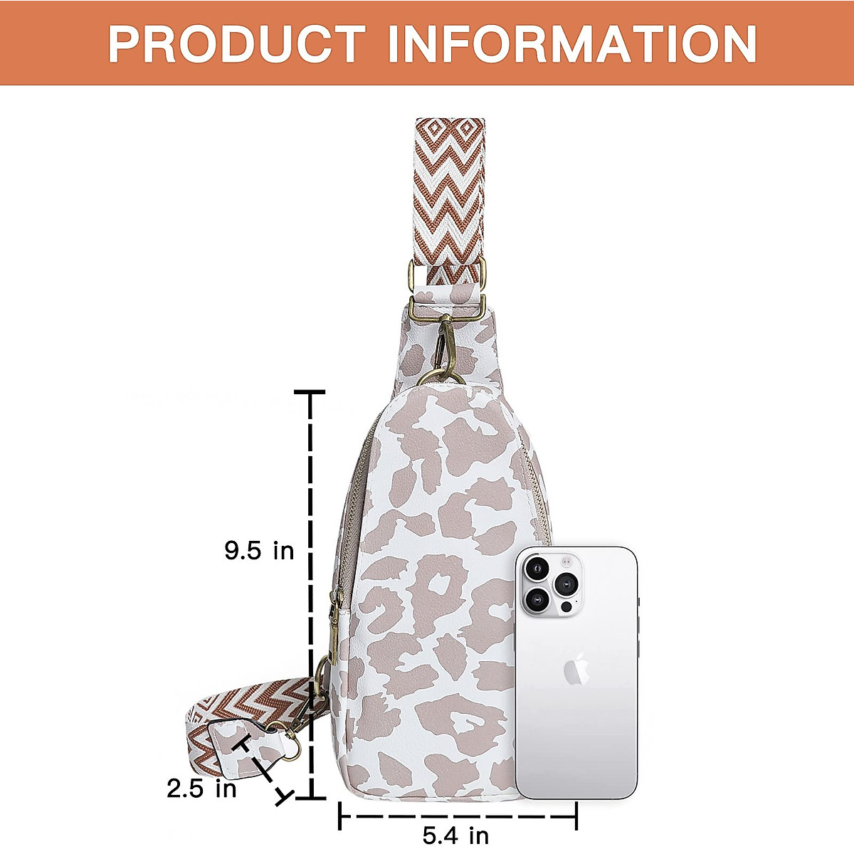 CVRTUM Women Small Crossbody Chest Bag PU Leather Sling Bag Satchel Daypack Hiking Shoulder Backpack for Traveling (Brown)