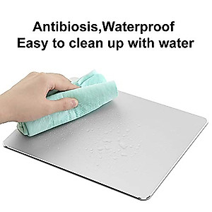 Metal Aluminum Mouse Pad, Office and Gaming Thin Hard Mouse Mat Double Sided Waterproof Fast and Accurate Control Mousepad for Laptop, Computer and PC,9.45 X 7.87 Inch,Silver