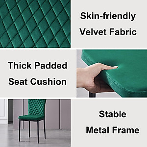 FENZARD Set of 6 Living Room Chairs Dining Chairs with Velvet, High Back, Metal Frame and Modern Lattice Design for Living Room, Dining Room,Green