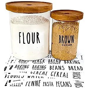 QUART + PINT 155 Kitchen Pantry Labels for Containers. Preprinted Clear Handwritten Stickers with Black Text. Waterproof Vinyl Stickers. Organization Labels for Jars Canisters & Home Storage Bins.