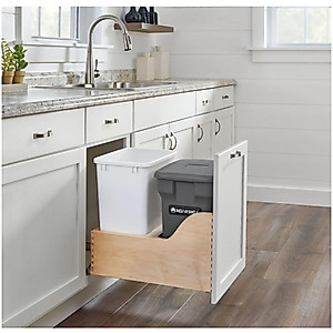 Rev-A-Shelf 4WCSC-1835CKGR-2/35 Qrt Soft-Close Full-Extension Pull-Out Waste Container w/Odor Reducing Green Compost Bin