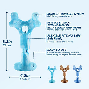 Indestructible Dog Chew Toys for Aggressive Chewers Large Breed,Dog Toys for Boredom and Stimulating,Nylon Dog Bones for Aggressive Chewers,Bully Stick Holder for Dogs