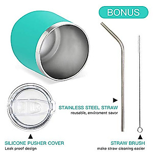 BOENFU Insulated Wine Tumbler, Friendship Gifts, Let's Be Mermaids Insulated Wine Tumbler, Birthday Gifts, Reusable Cup Personalized Gifts, 12oz, Mint Green