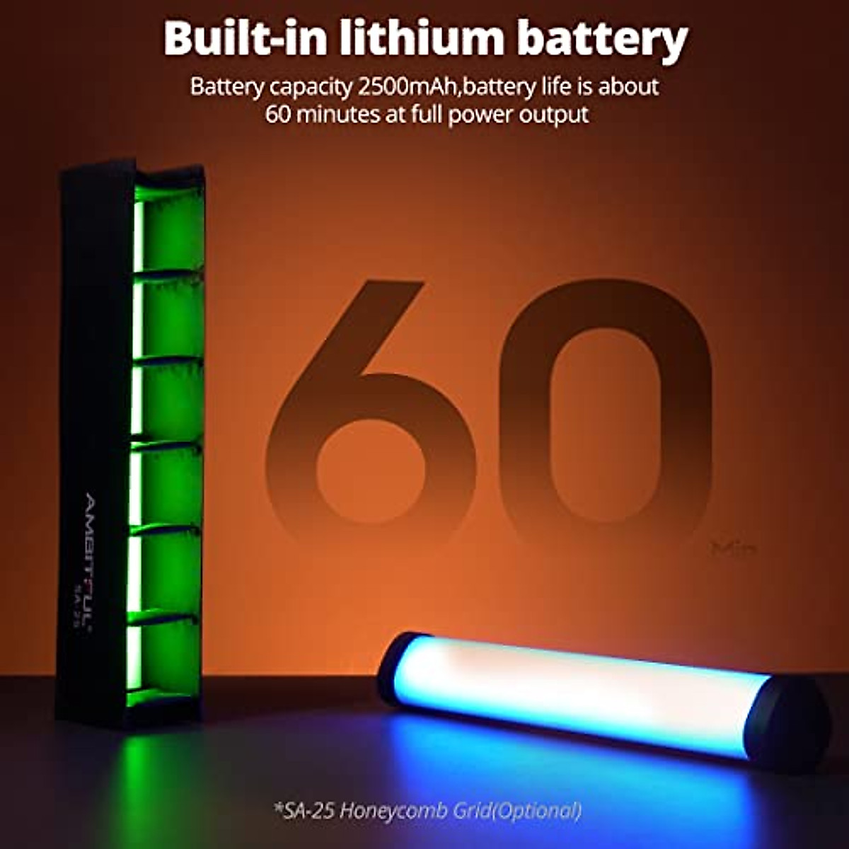 AMBITFUL A2 Full-Color RGB Tube Light, CRI 95 TLCI 97 Accurate Color,2500k-8500K Adjustable,RGB CCT HSI Mode, 29 Fx Light Effect,APP Control Support, Brightness Adjustable, Magnet Design (A2-K2 Kit)