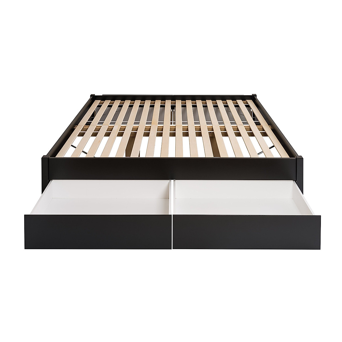 Prepac Select King 4-Post Raised Platform 4-Drawer Storage Bed, Modern King Storage Bed with Drawers 83" D x 79" W x 16" H, Black, BBSK-1302-4K