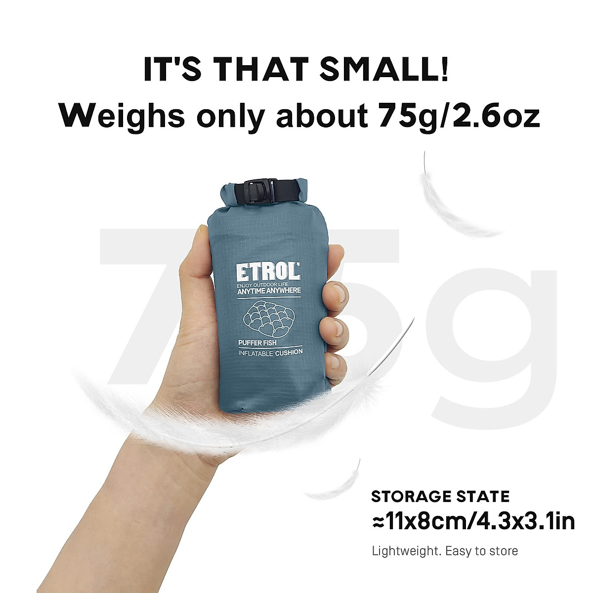 Portable Inflatable Seat Cushion, Lightweight Camping Air Sitting Pad with Storage bag and Repair Cloths, Waterproof Air Bleacher Seat Cushion for Climbing Hiking Office Airplane Stadium Seat(Gray)