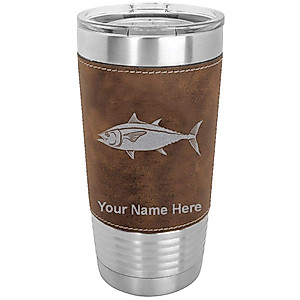 LaserGram 20oz Vacuum Insulated Tumbler Mug, Tuna Fish, Personalized Engraving Included (Faux Leather, Rustic)