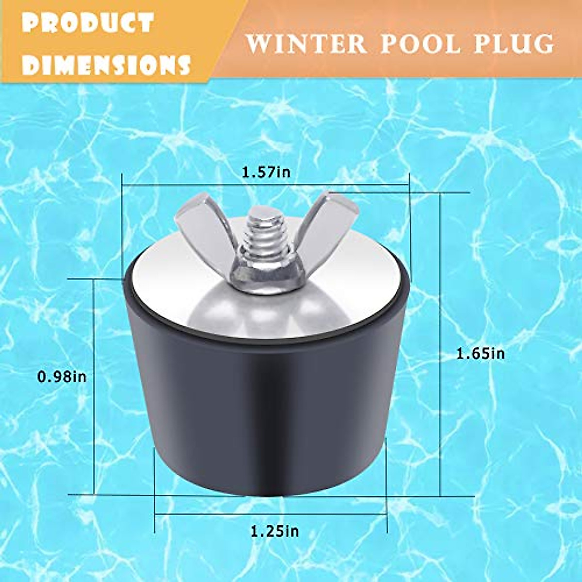 Pool Winterizing Plugs 1.25" to1.5 Swimming Pool Winter Expansion Plugs with SS Screw, Stainless Steel Bolts,Pack of 2