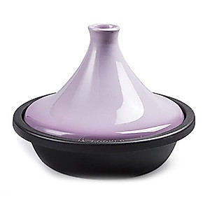 Moroccan Tagine Enameled Cast Iron Tajine Cooking Pot with Cone-Shaped Closed Lid for Stew Casserole Slow Cooker 1.7L Tajine Cookware (Purple)