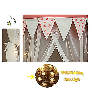 OldPAPA Princess Bed Canopy for Children, Toddler Bed Mosquito Net Crib Gauze Curtain Tent Half-Round Dome Reading Corner Tent Room Decor, Red