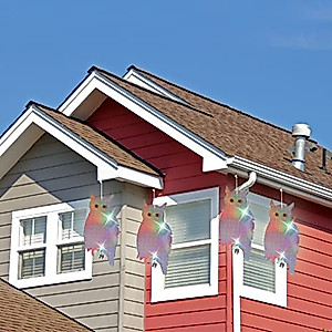 Dyvicl Fake Owl Hanging Reflective Owl for Woodpecker Deterrent 4 Pack