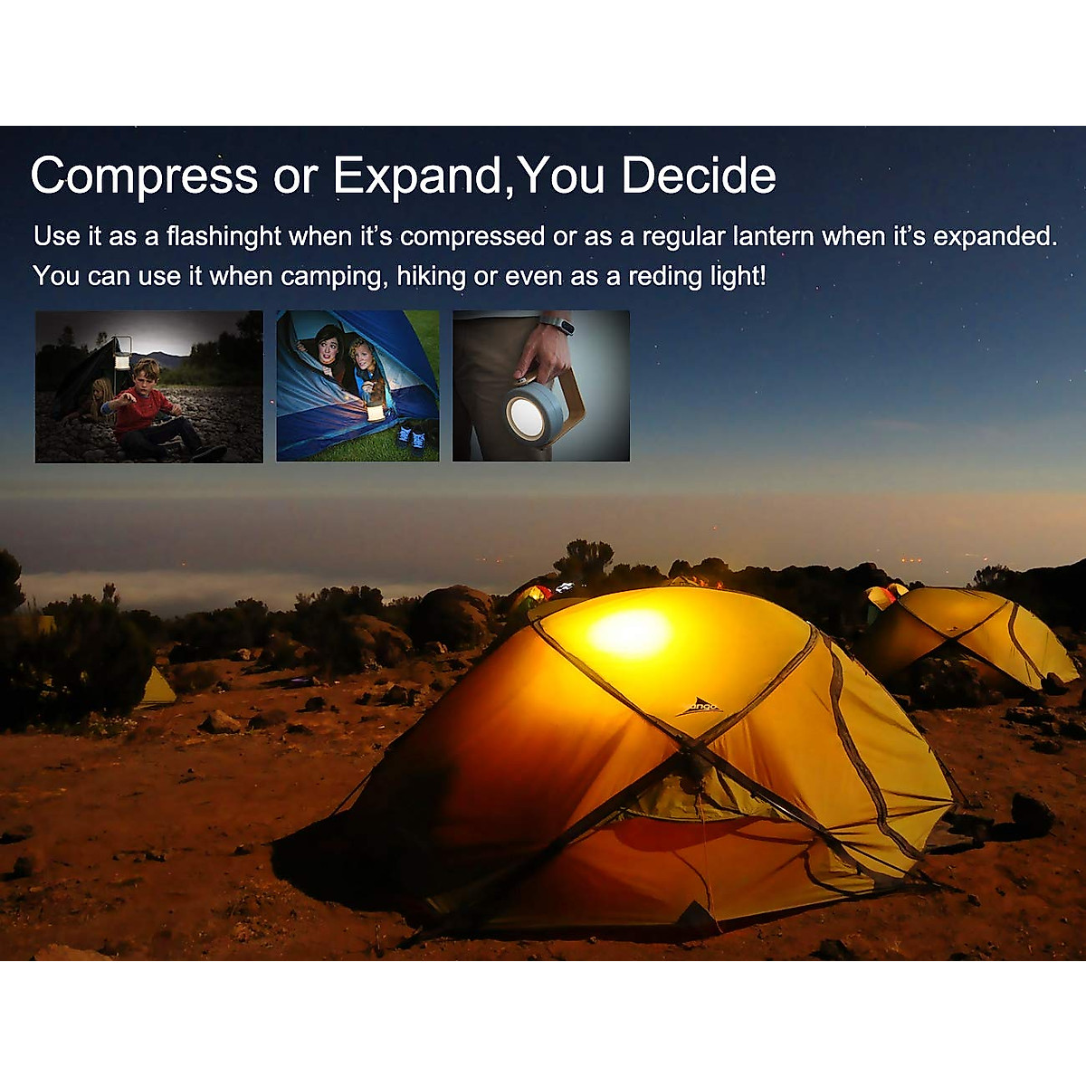 Rechargeable Portable Folding LED Lantern Lamp, WYNK Battery Operated Reading Light Table Lamp Outdoor Lamp Desk Lamp, Dimmable Multifunctional Night Light, Bedside Lamp for Bedroom