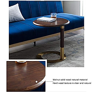 Articles for daily use Side Table Living Room Coffee Table, C Shaped Retro Accent Snack Table Side Table Coffee Table, Sofa Bed Wood Look Coffee Laptop Table, Walnut Wood