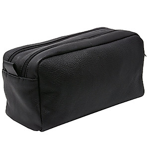 Alpine Swiss Sedona Toiletry Bag Genuine Leather Shaving Kit Dopp Kit Travel Case Black