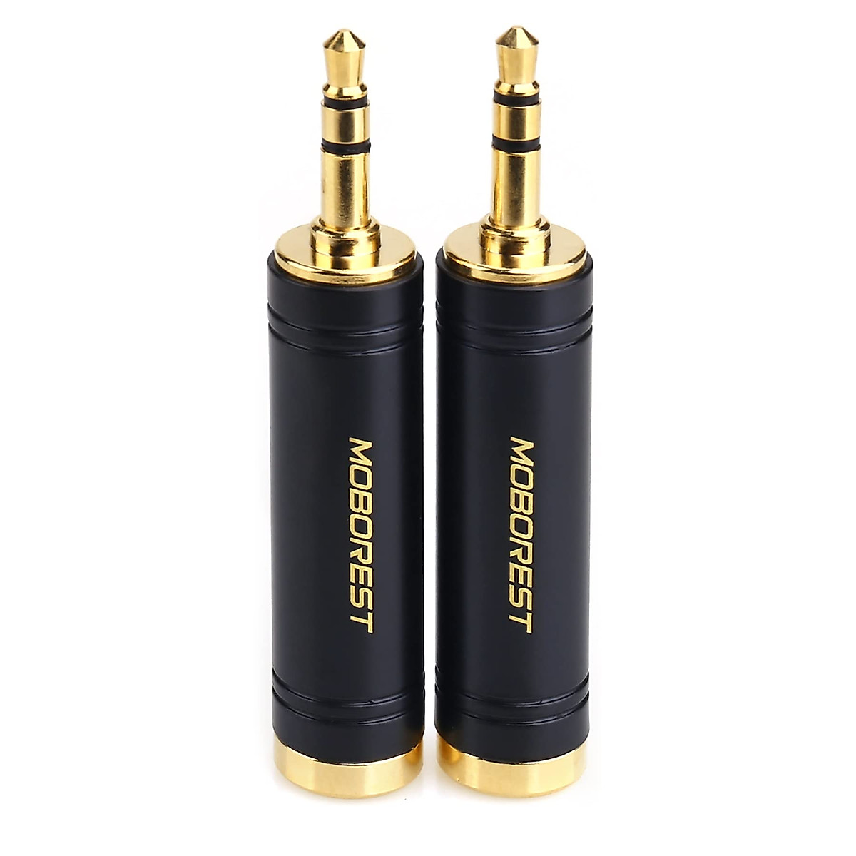 MOBOREST 3.5mm M to 6.35mm F Stereo Pure Copper Adapter, 1/8 Inch Plug Male to 1/4 Inch Jack Female Stereo Adapter, Can be Used for Conversion Headphone adapte, amp adapte, Black Fashion 2-Pack
