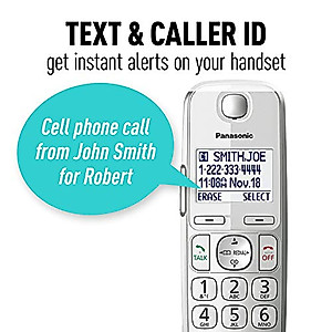 Panasonic Link2Cell Bluetooth Cordless DECT 6.0 Expandable Phone System with Answering Machine and Enhanced Noise Reduction - 5 Handsets - KX-TGE475S (Silver)