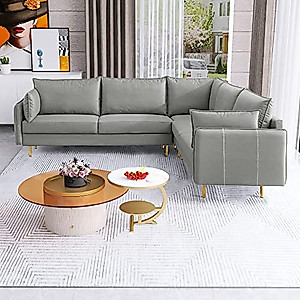 COULDWILL L Shape Couch Corner Sectional Sofa Modular Couch 5-Seats Technical Faux Leather Sofa for Living Room and Office
