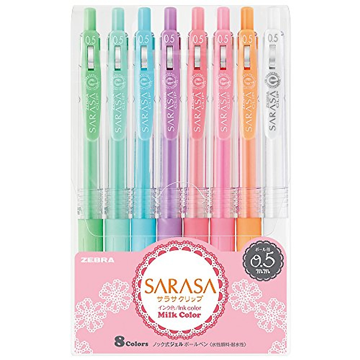 ZEBRA Sarasa Clip 0.5mm Ballpoint Pen, 8 Color Set (JJ15-8C-MK )