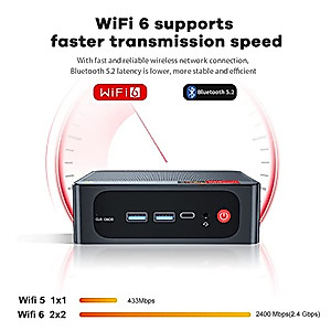 Beelink Mini PC, AMD Ryzen 5 5560U(6C/12T, Up to 4.0GHz), 16GB DDR4 RAM 500GB NVMe SSD, SER5 Mini Desktop Computer Support 4K@60Hz Triple Output/WiFi6/BT5.2/DP1.4/HDMI2.0/USB3.2 for Gaming/Office/Home