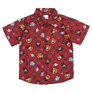 Harry Potter Dumbledore Ron Weasley Hedwig Owl Little Boys Hawaiian Button Down Shirt 7-8