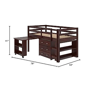 Donco Kids Study & Sleep Twin Cappuccino Low Loft Bed