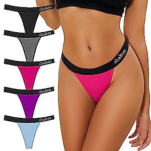 chahoo Thongs for Women Pack Sexy G String Thongs for Women Cotton Panties Low Rise Soft T-back Underwear women 5 Pack