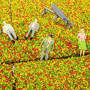 6 Pcs Model Grass Mat Artificial Grass Miniature Shrub Mat Static Shrub Vegetation Groups Bush Model Aritificial Plants for DIY Architecture Building Model Railway Train Diorama Garden,Red Yellow